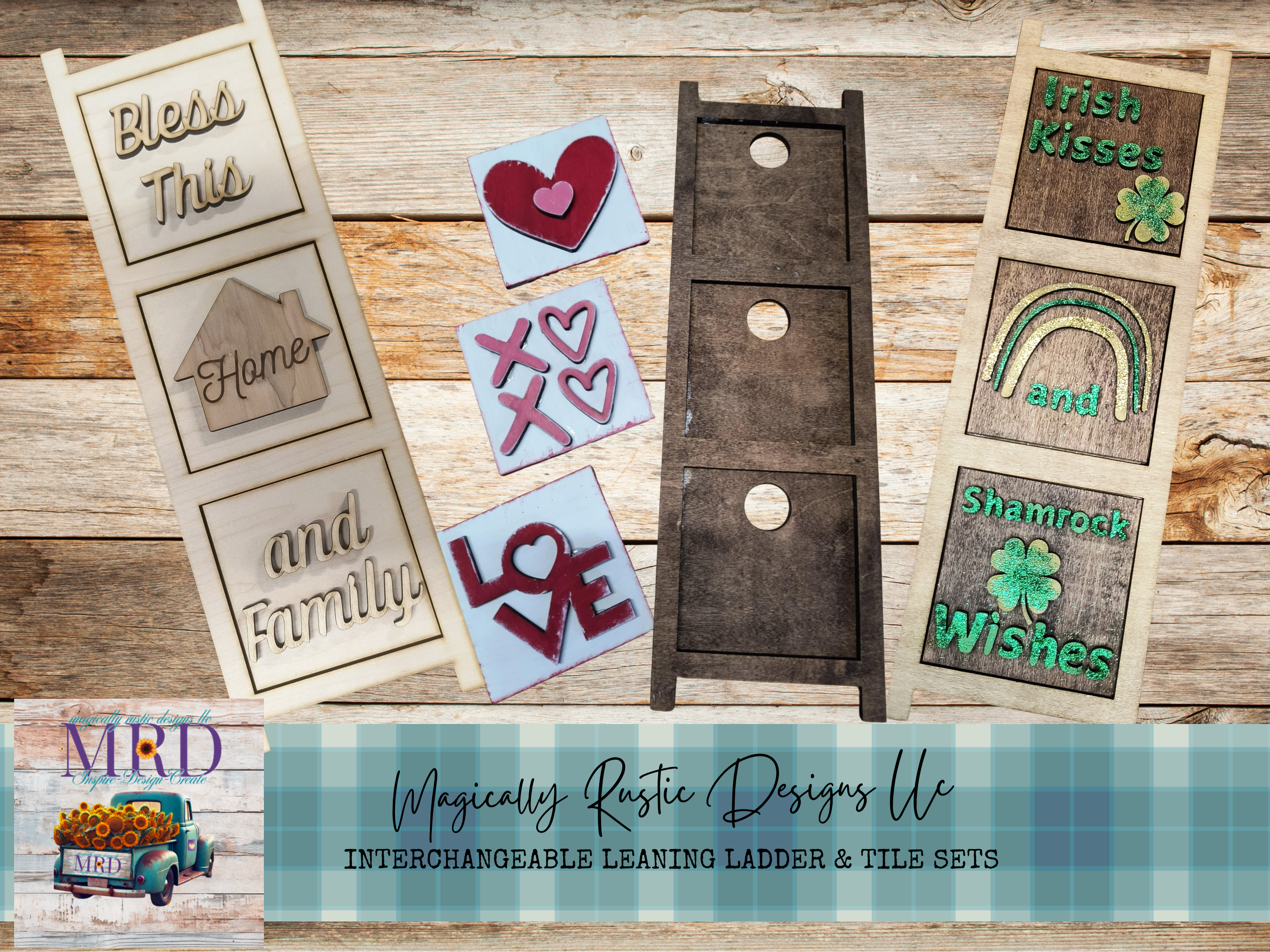 Interchangeable Leaning Ladder & Tile Sets Unfinished – Magically ...